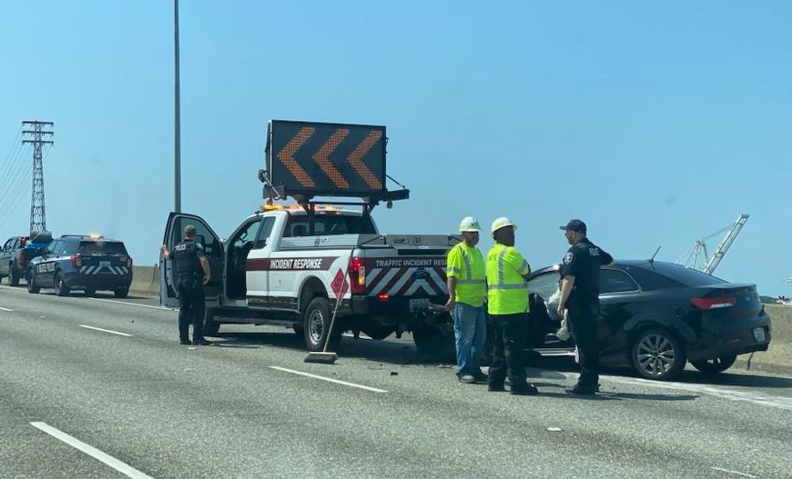 West Seattle Blog… | UPDATE: SDOT truck involved in crash on westbound West Seattle Bridge